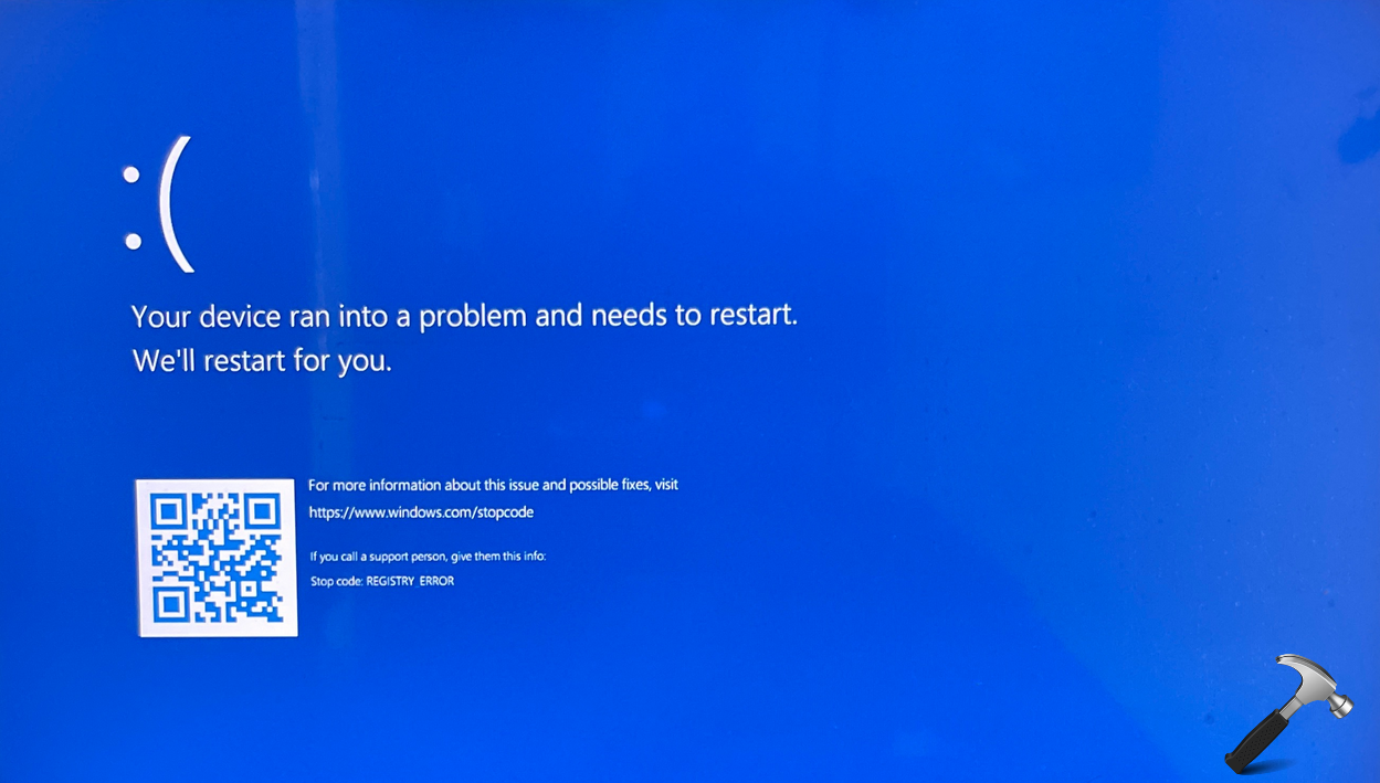 Düzeltme: Registery_error Windows 11'de kod veya bsod durdurma ...